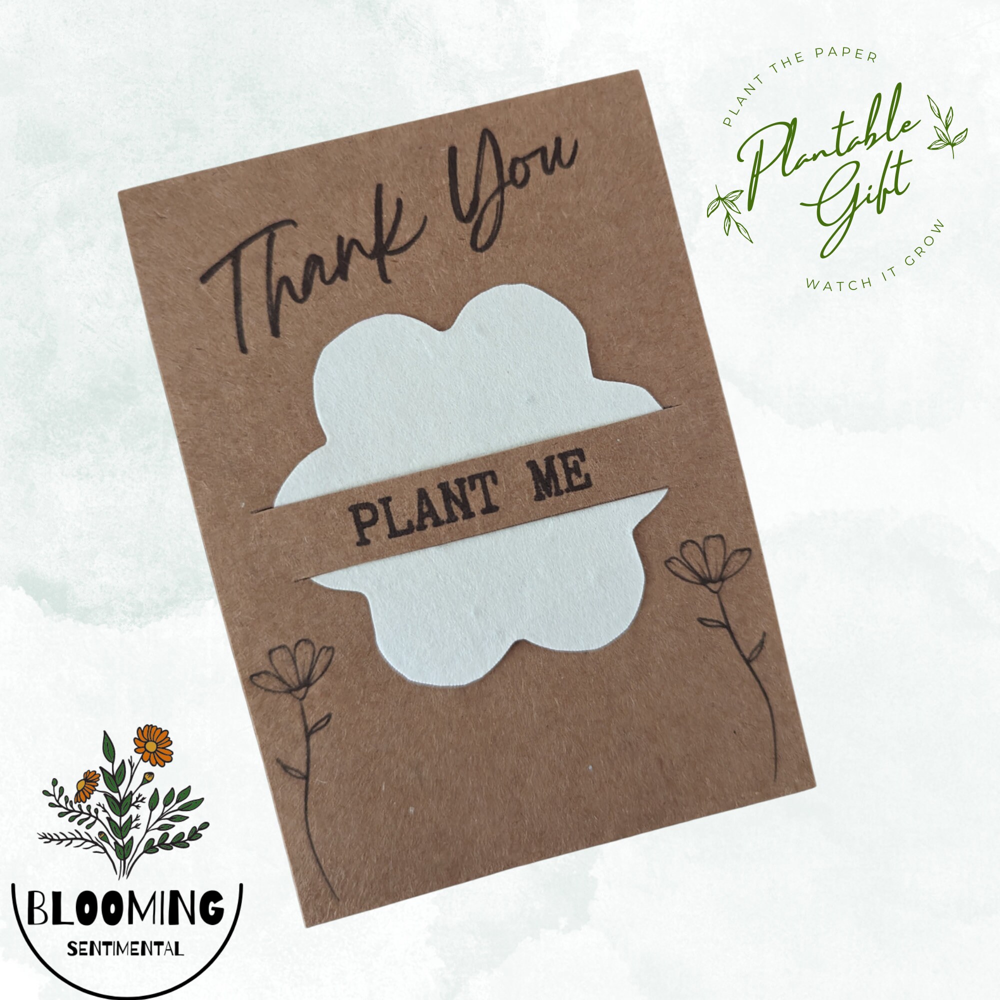 Seed Paper Thank You Favour Card. Plantable Personalised A7 - Etsy