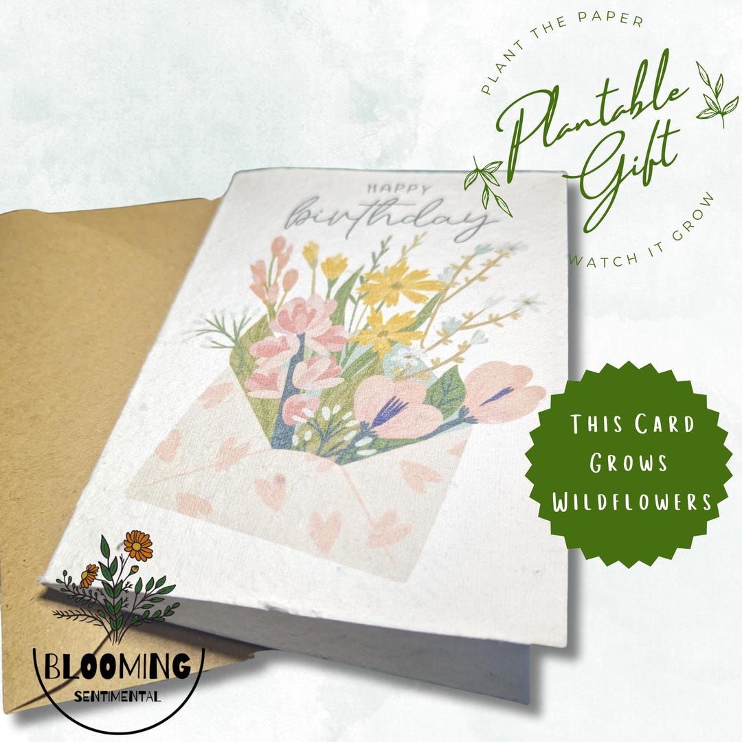 Plantable Seed Paper Birthday Card: UK Wildflower Seeds - Etsy