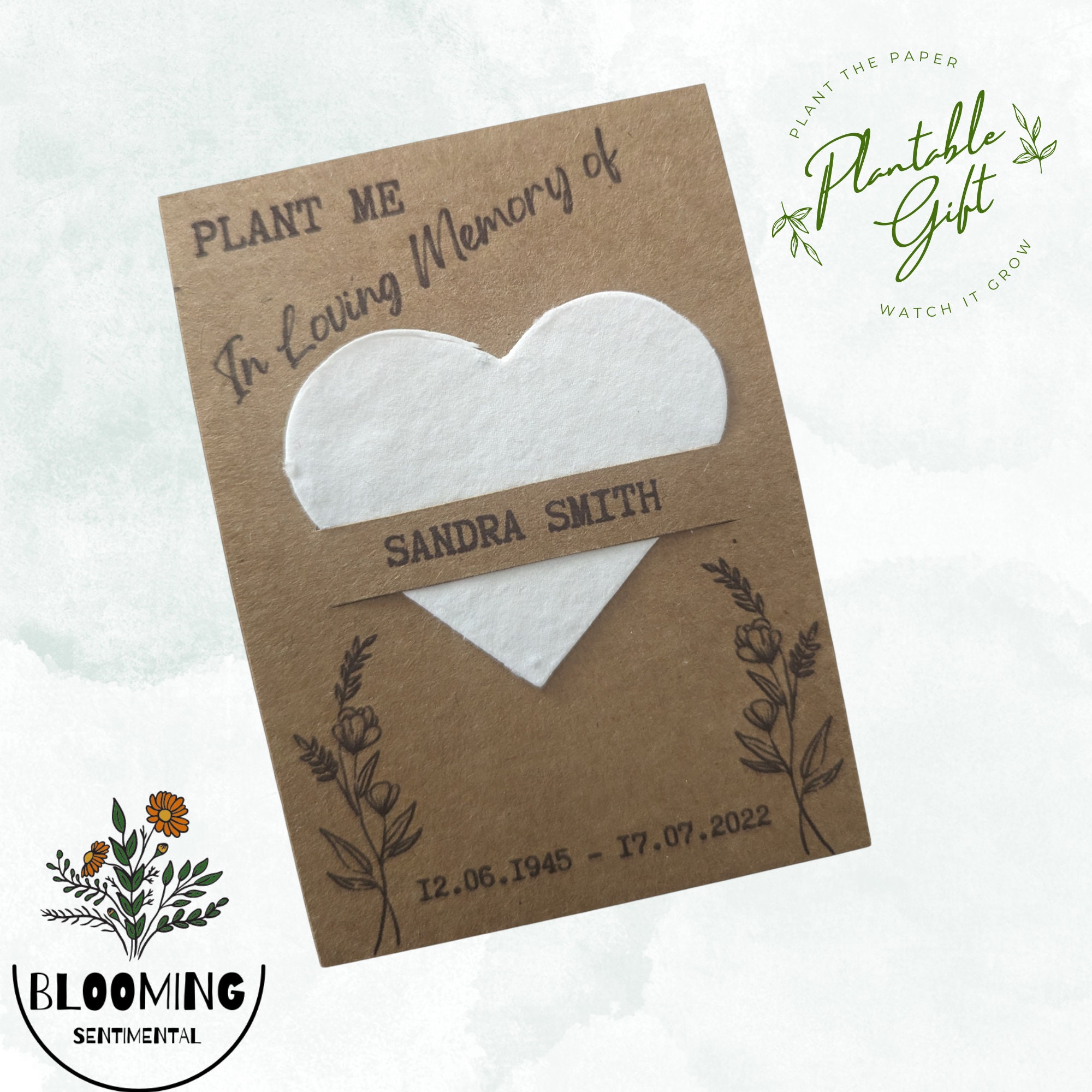 In Loving Memory Seed Paper Memorial Favour. Personalised A7 - Etsy UK