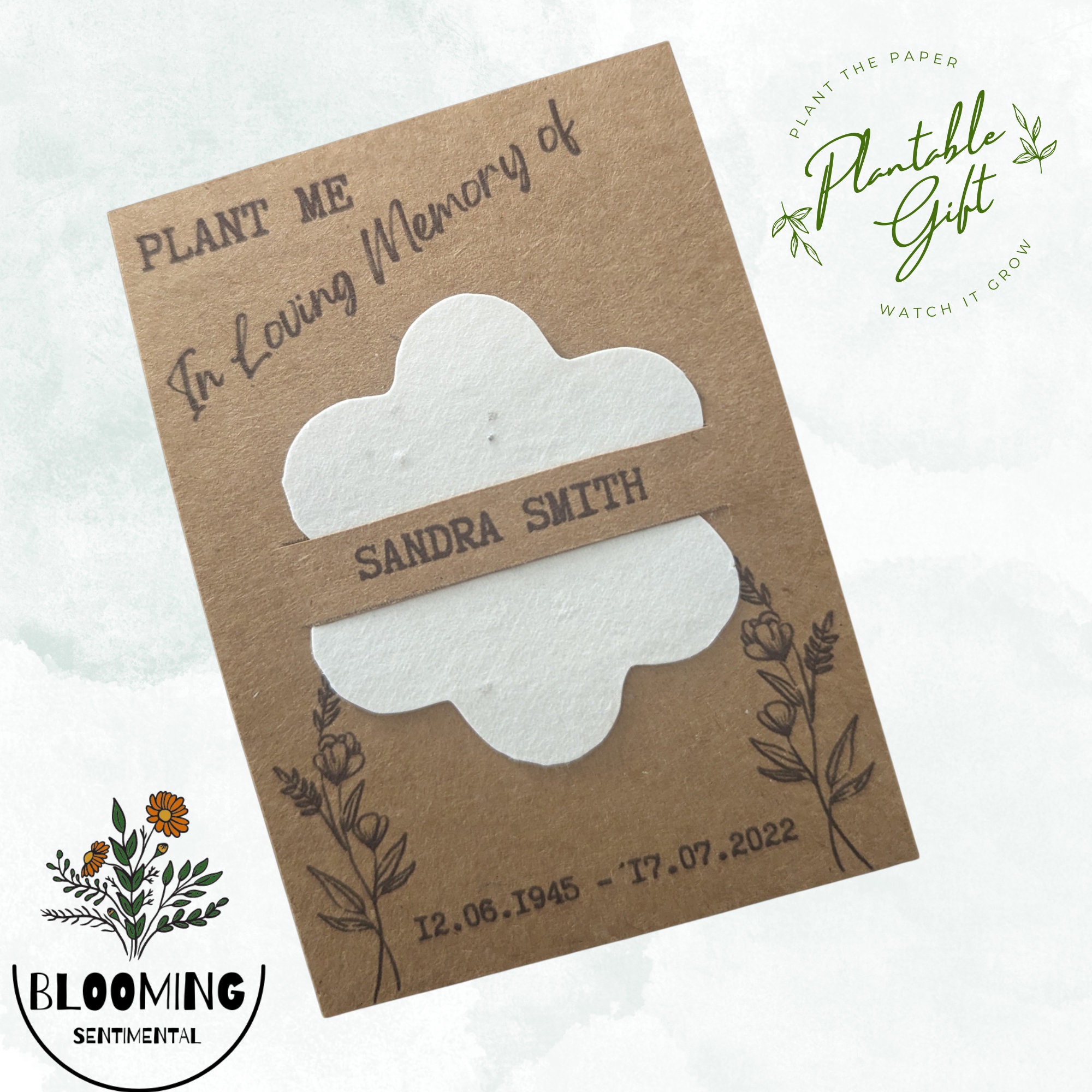 In Loving Memory Seed Paper Memorial Favour. Personalised A7 - Etsy UK