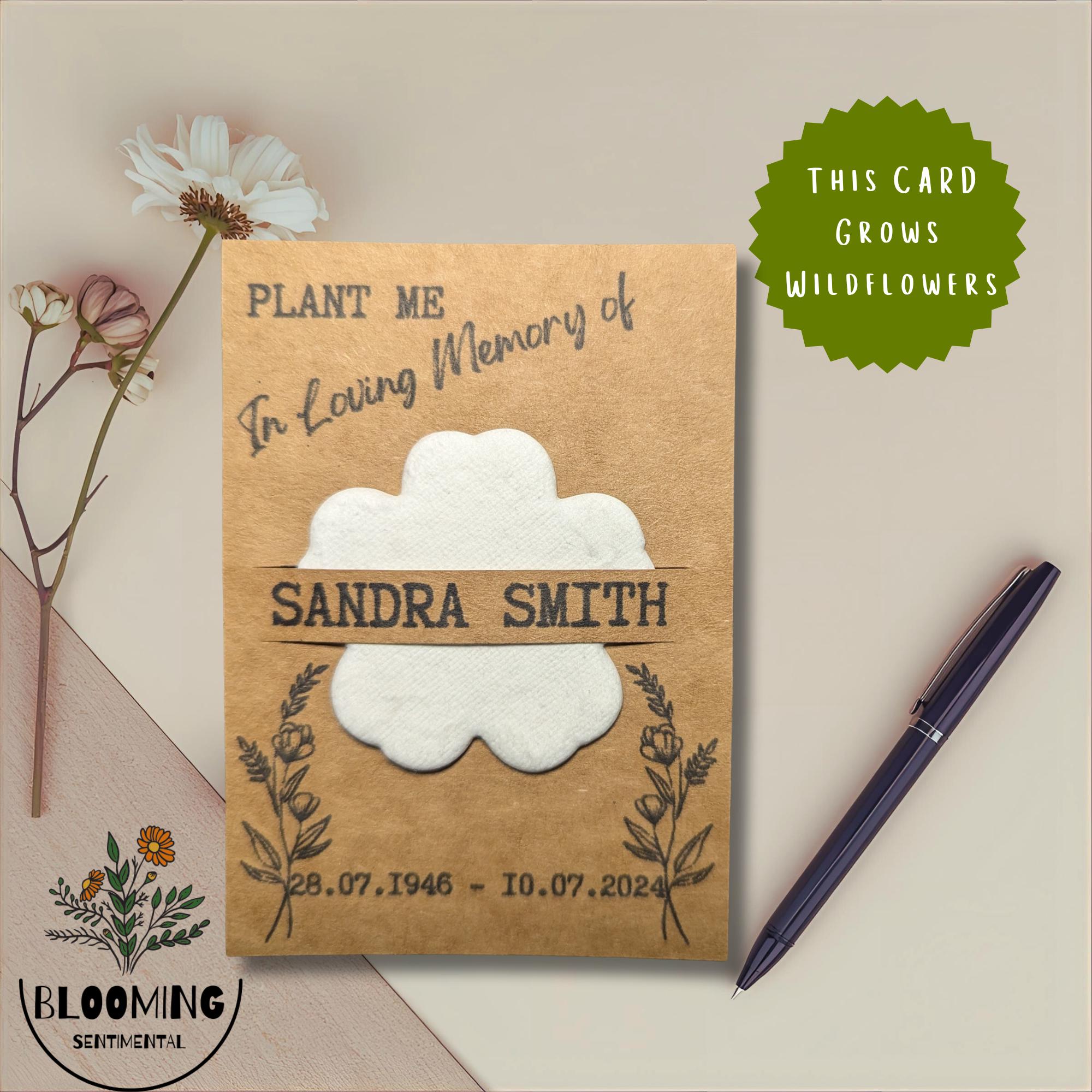 In Loving Memory Seed Paper Memorial Favour. Personalised A7 Eco ...