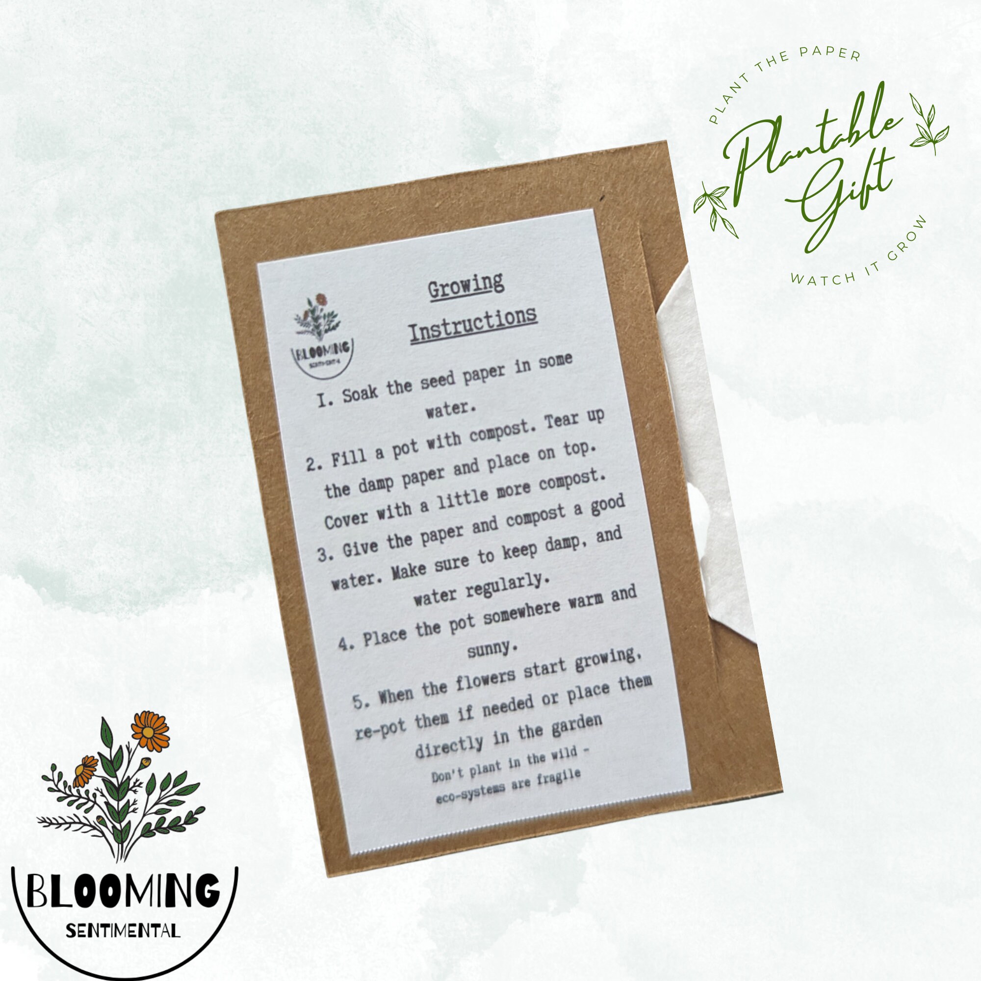 Seed Paper Thank You Favour Card. Plantable Personalised A7 - Etsy