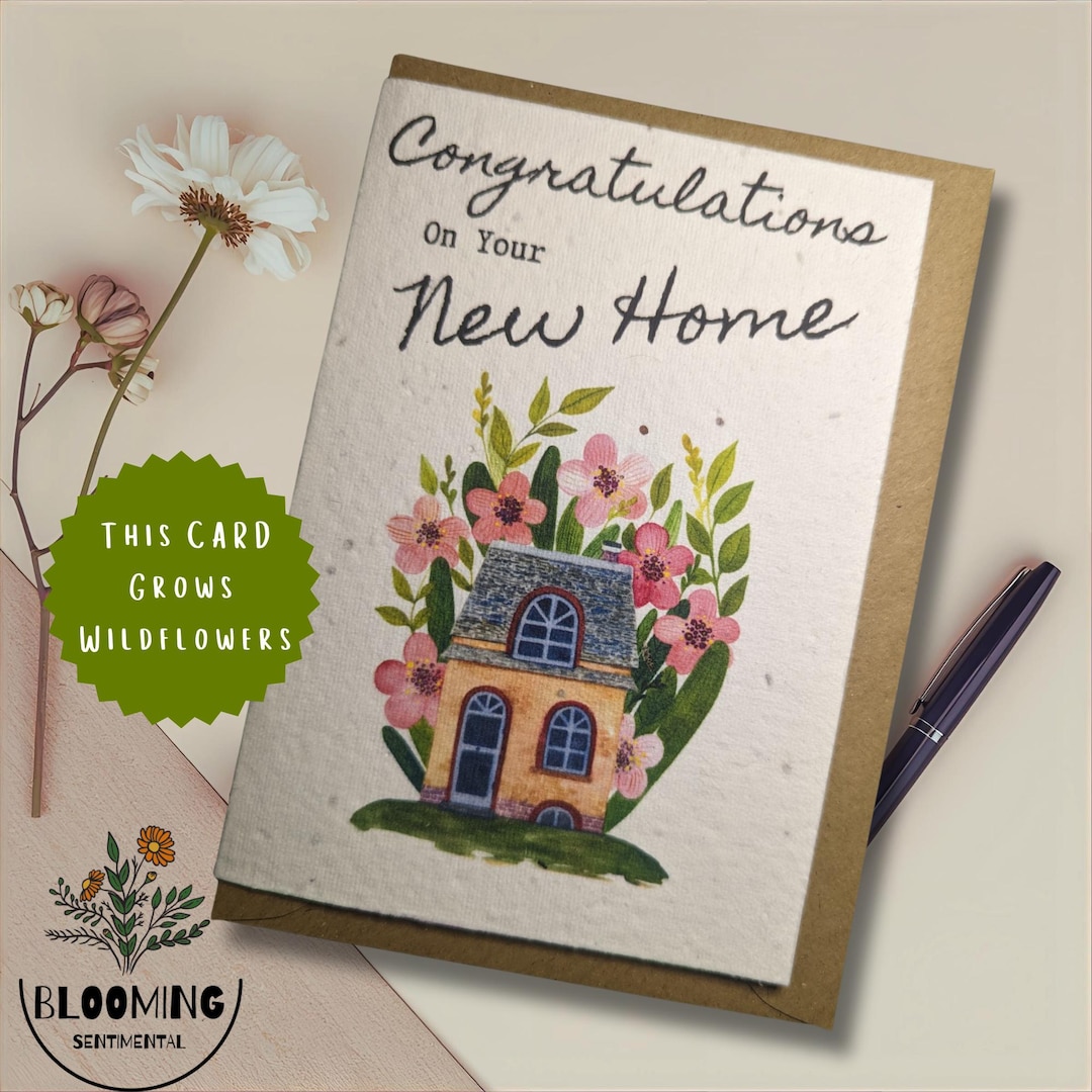 Seed Paper New Home Congratulations Card. A6 Eco-friendly Plantable ...