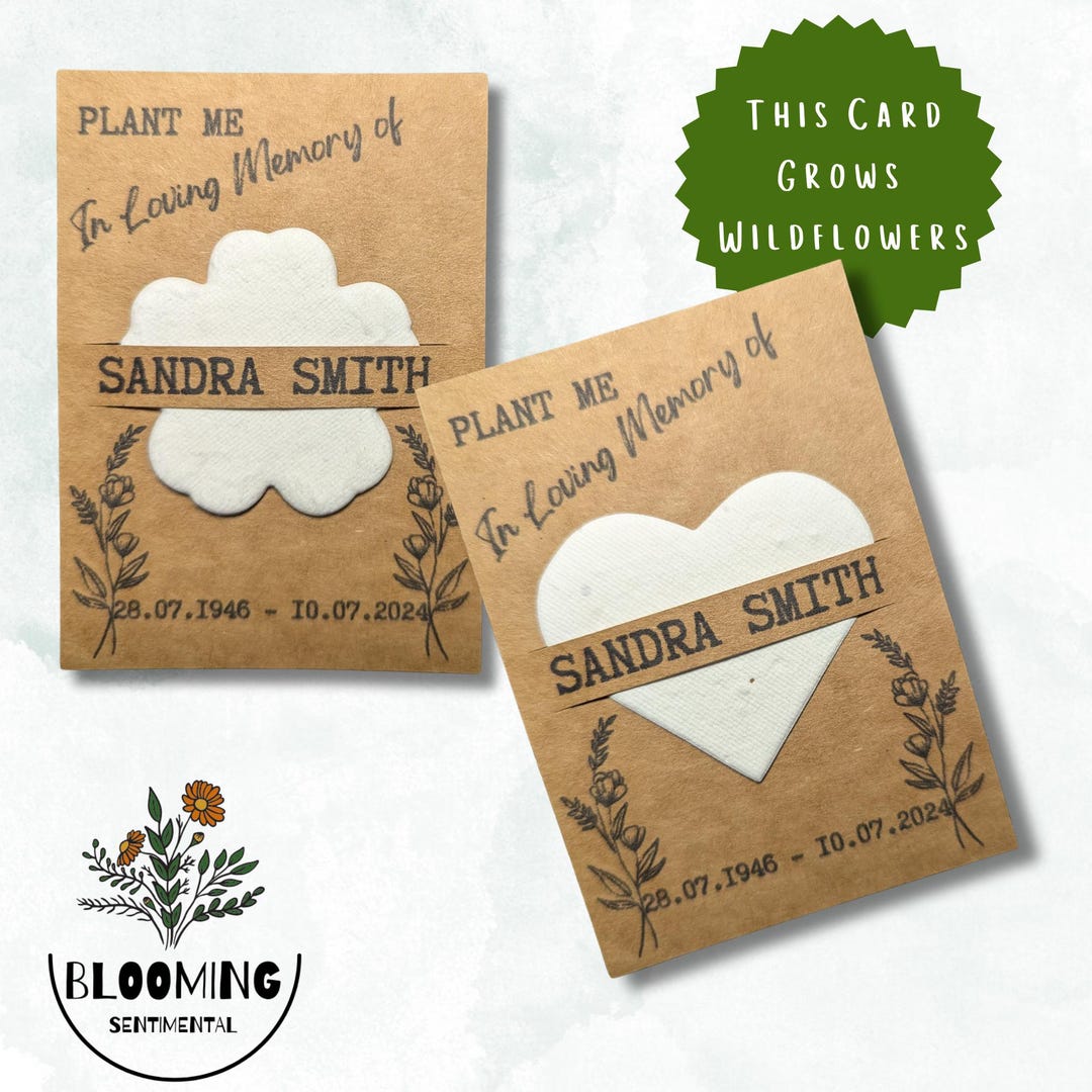 In Loving Memory Seed Paper Memorial Favour. Personalised A7 Eco ...
