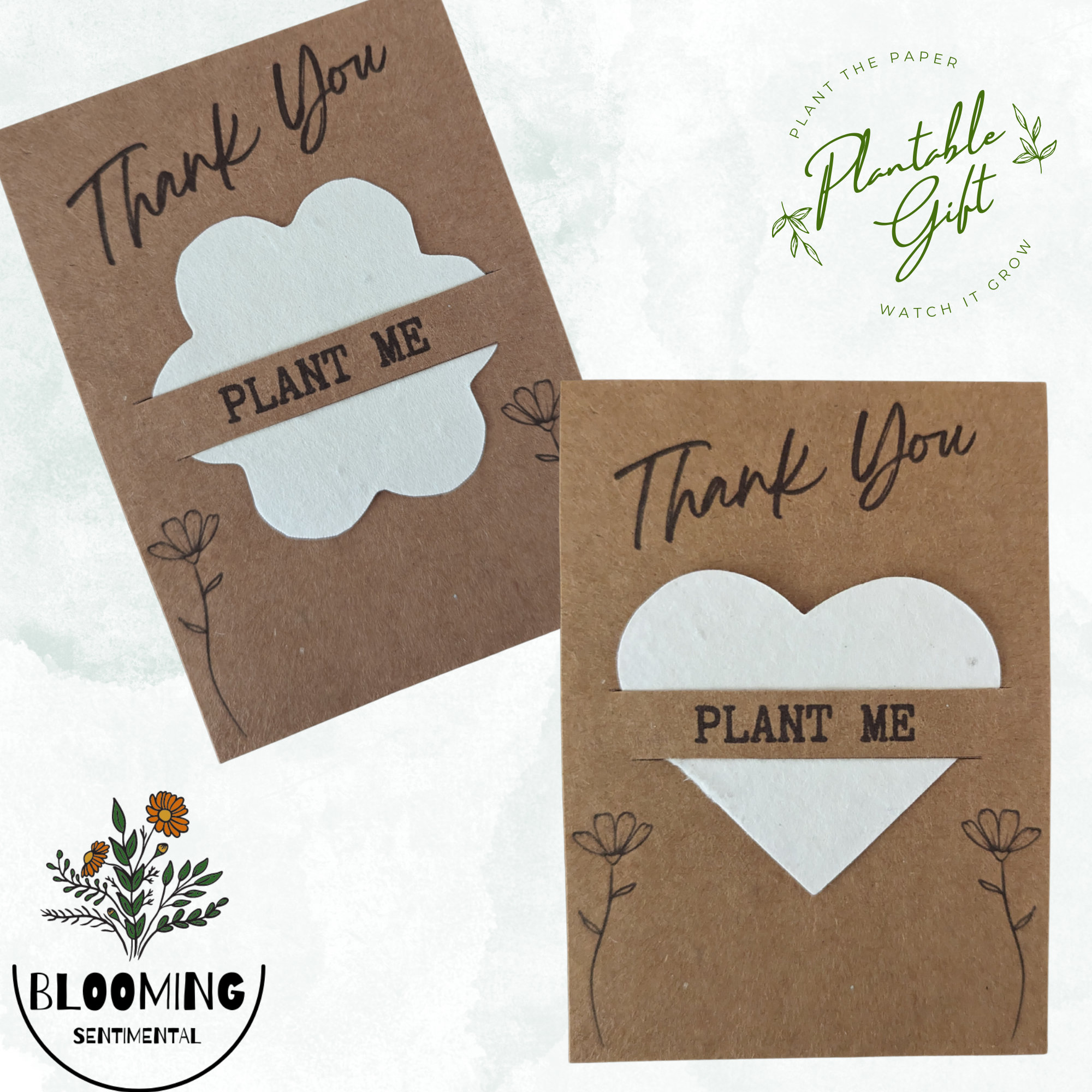 Seed Paper Thank You Favour Card. Plantable Personalised A7 - Etsy