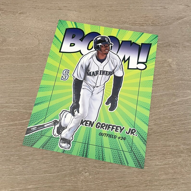 Ken Griffey Jr Boom Illustration Print Poster - Etsy