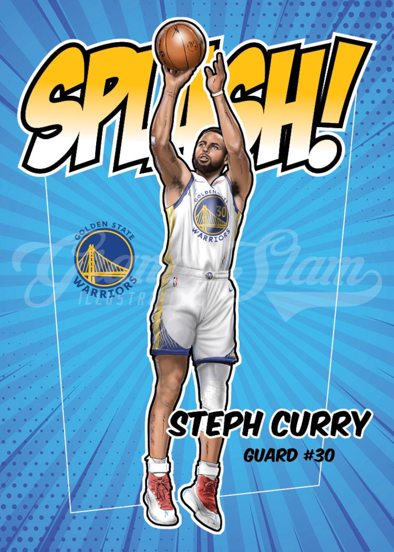 Steph Curry Splash Illustration Basketball Card - Etsy