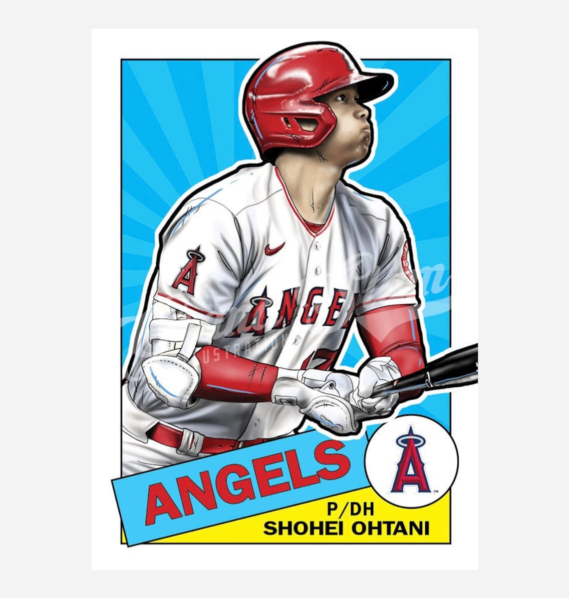 Shohei Ohtani Illustration Baseball Card - Etsy