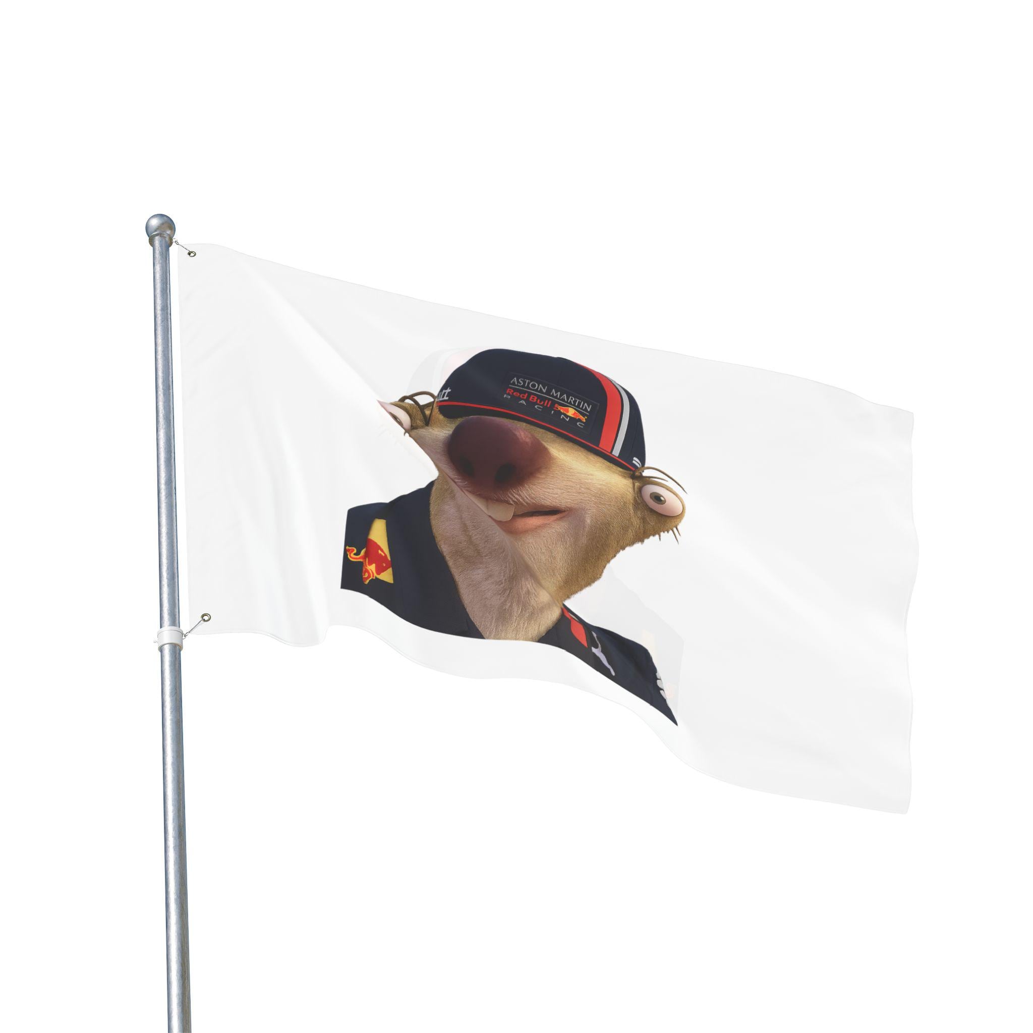 Max Verstappen Sid the Sloth Double Sided White Flag, Red Bull, Formula ...