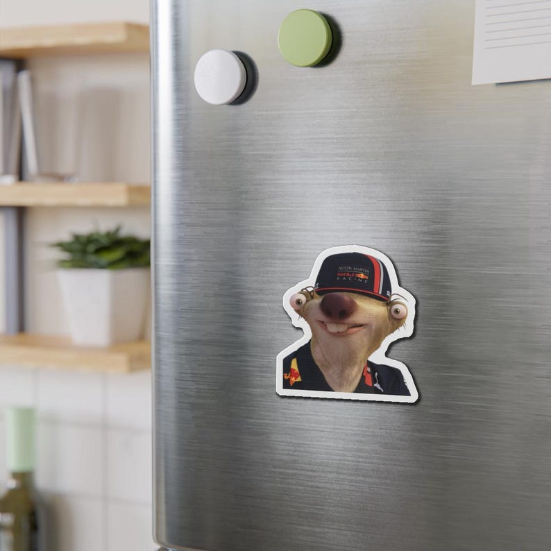 Max Verstappen Die-cut Magnet - Sid the Sloth Meme, F1 Racing, Red Bull ...