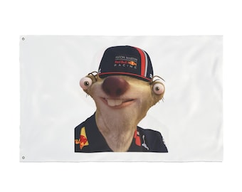 Max Verstappen Sid the Sloth Double Sided Orange Flag, Red Bull ...