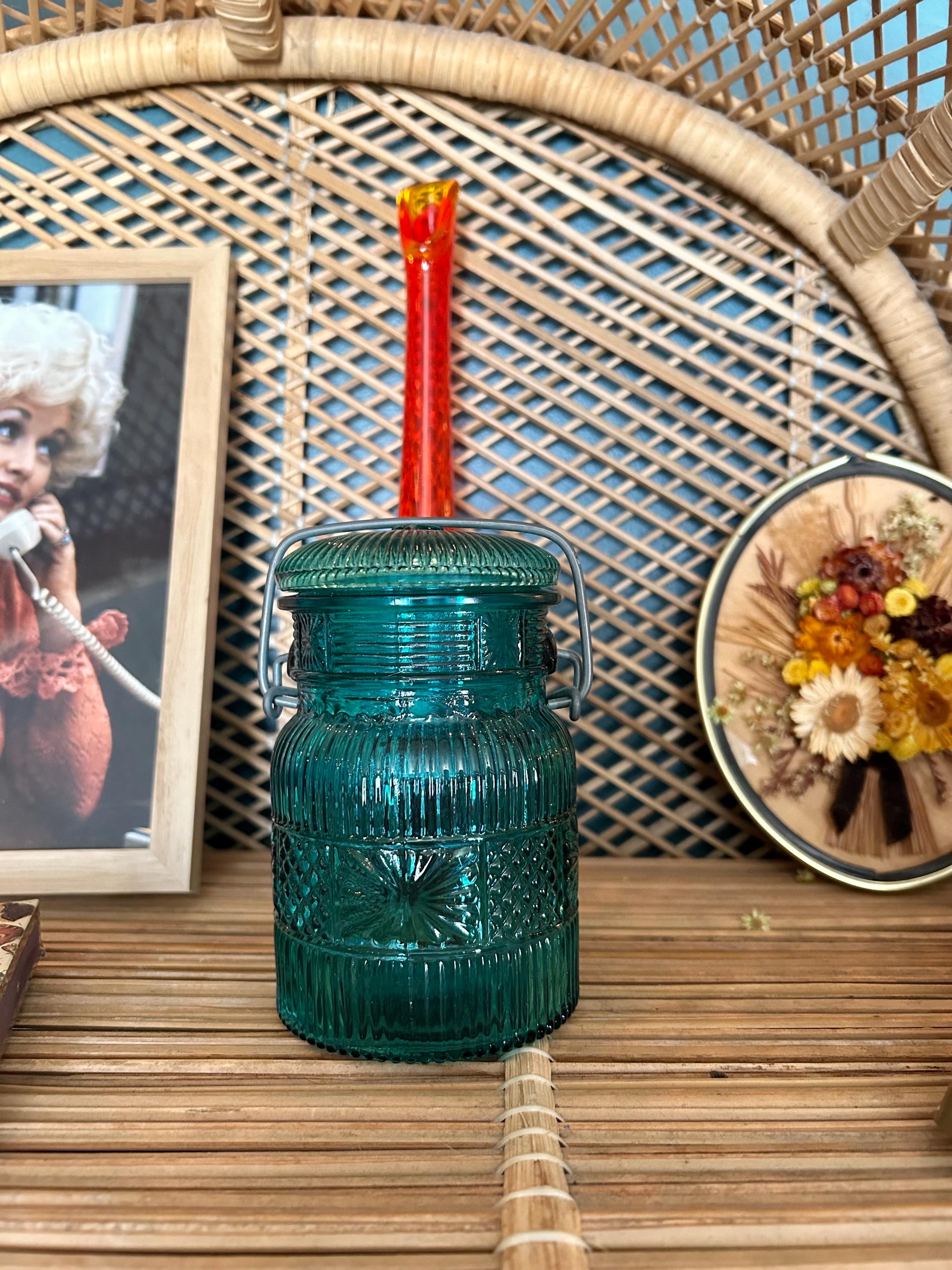 1970s Blue Avon Cut Glass Jar With Wire Bail Lid - Etsy