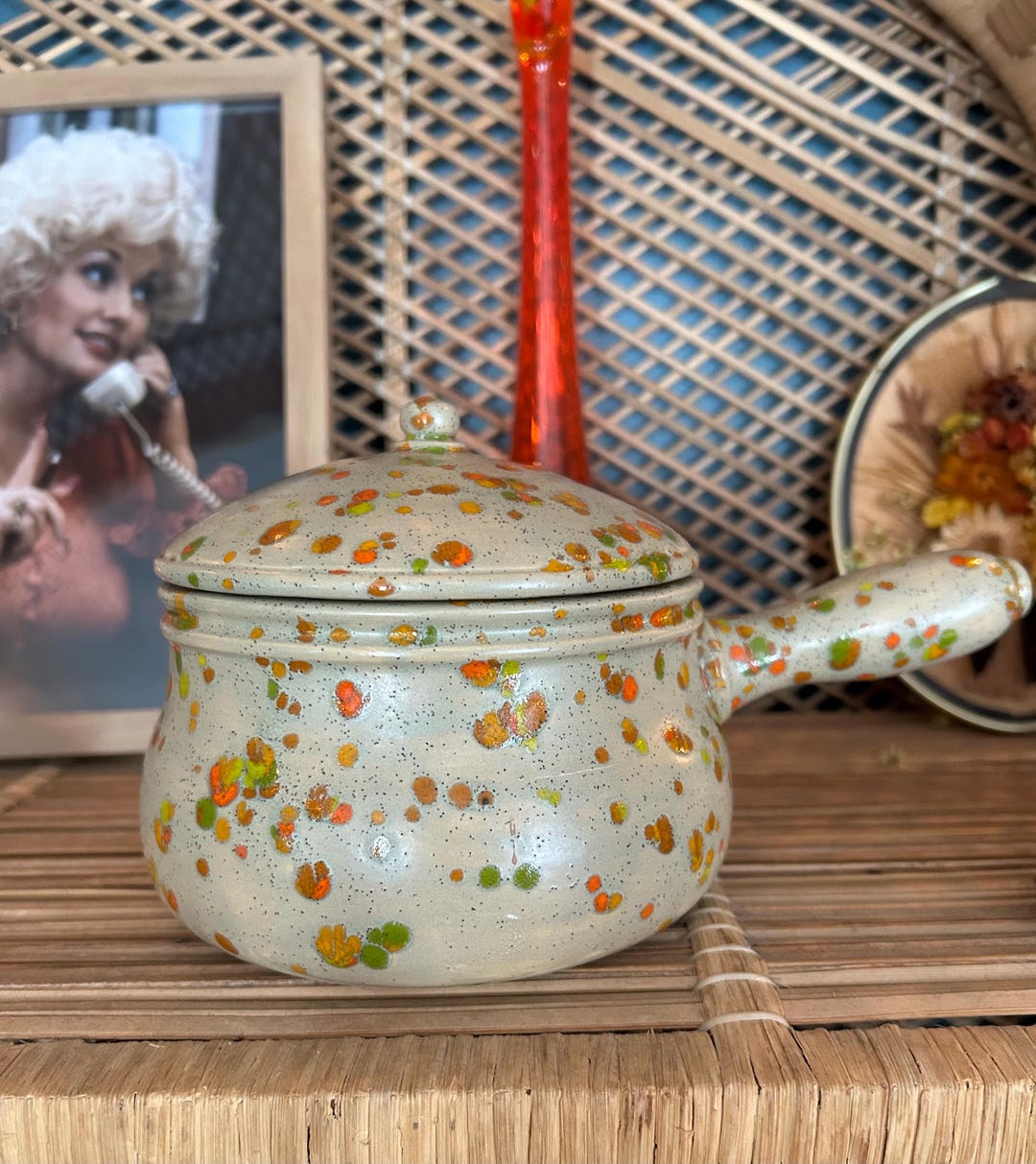Vintage Ceramic Speckled Lidded Pot Kitchen Decor Shelf Decor - Etsy