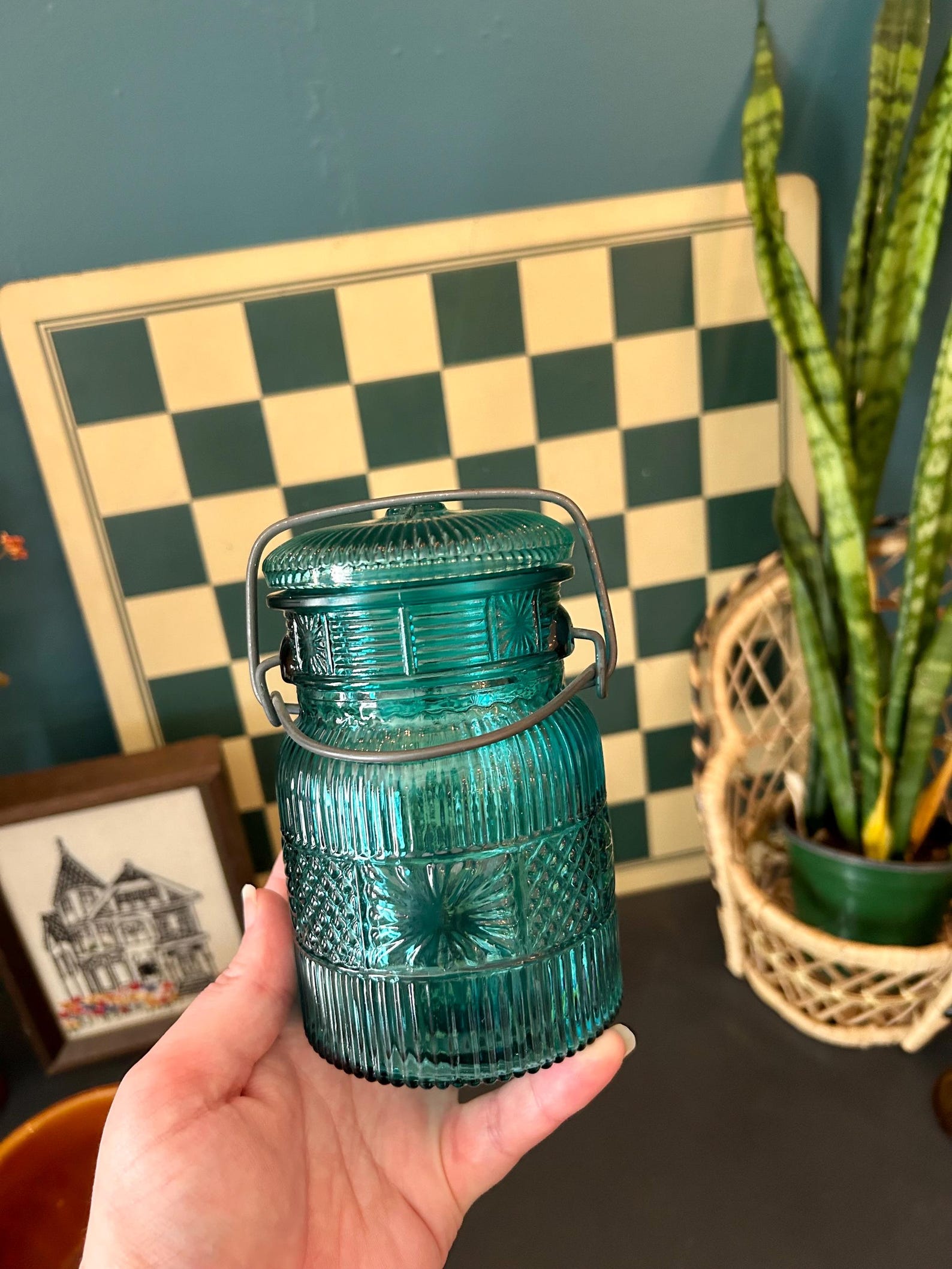 1970s Blue Avon Cut Glass Jar With Wire Bail Lid - Etsy