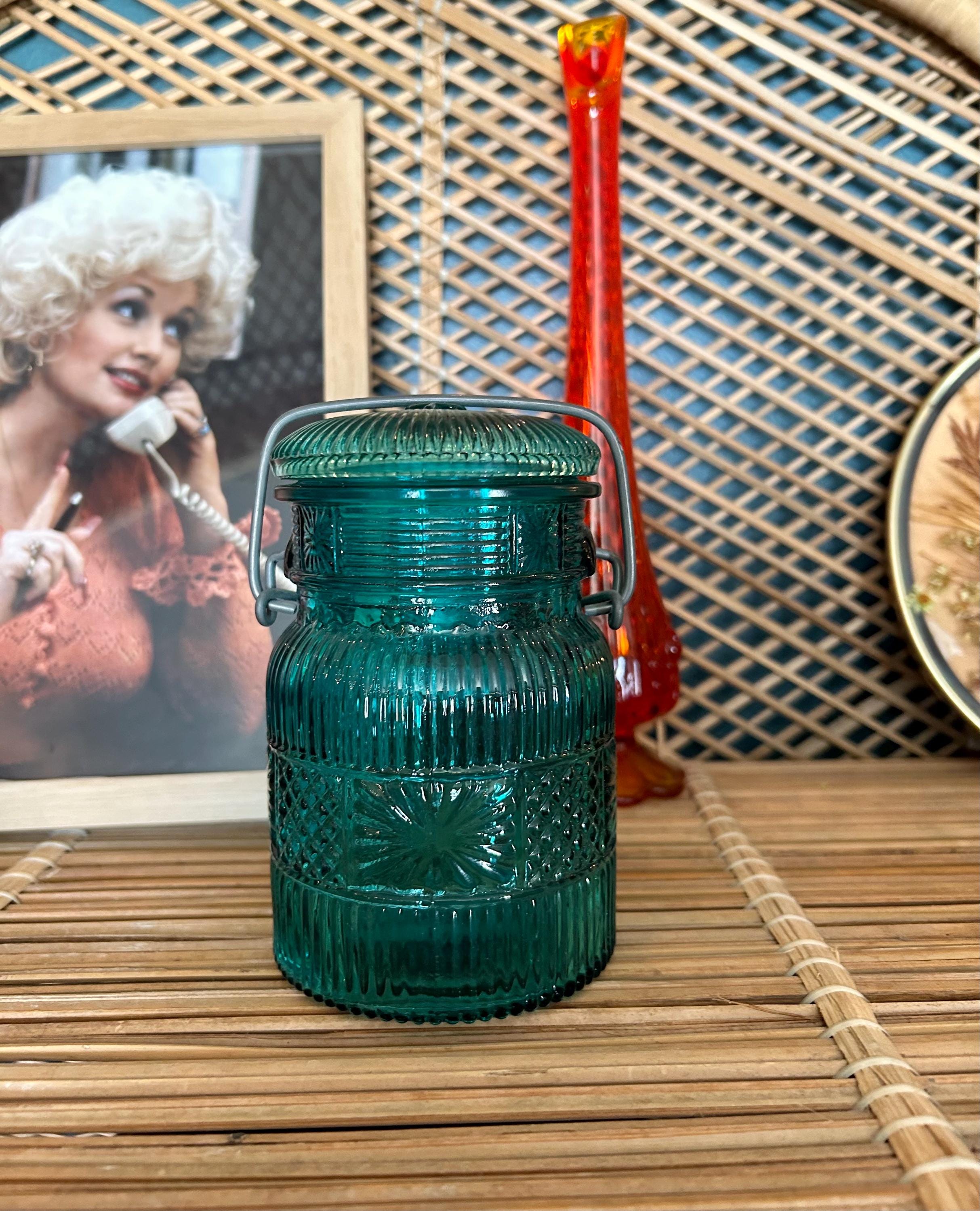 1970s Blue Avon Cut Glass Jar With Wire Bail Lid - Etsy