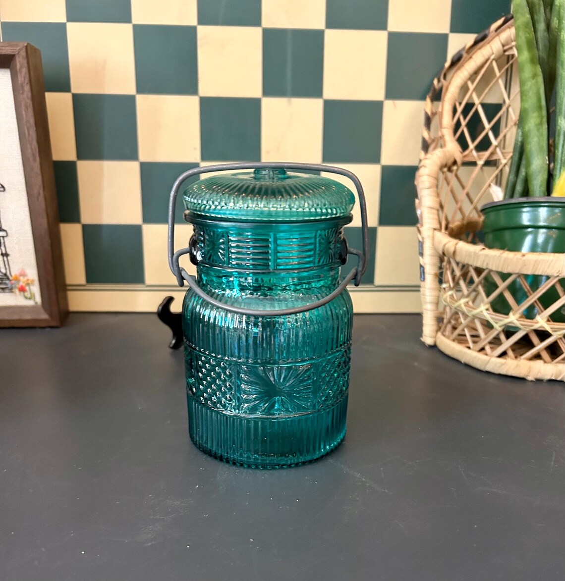 1970s Blue Avon Cut Glass Jar With Wire Bail Lid - Etsy