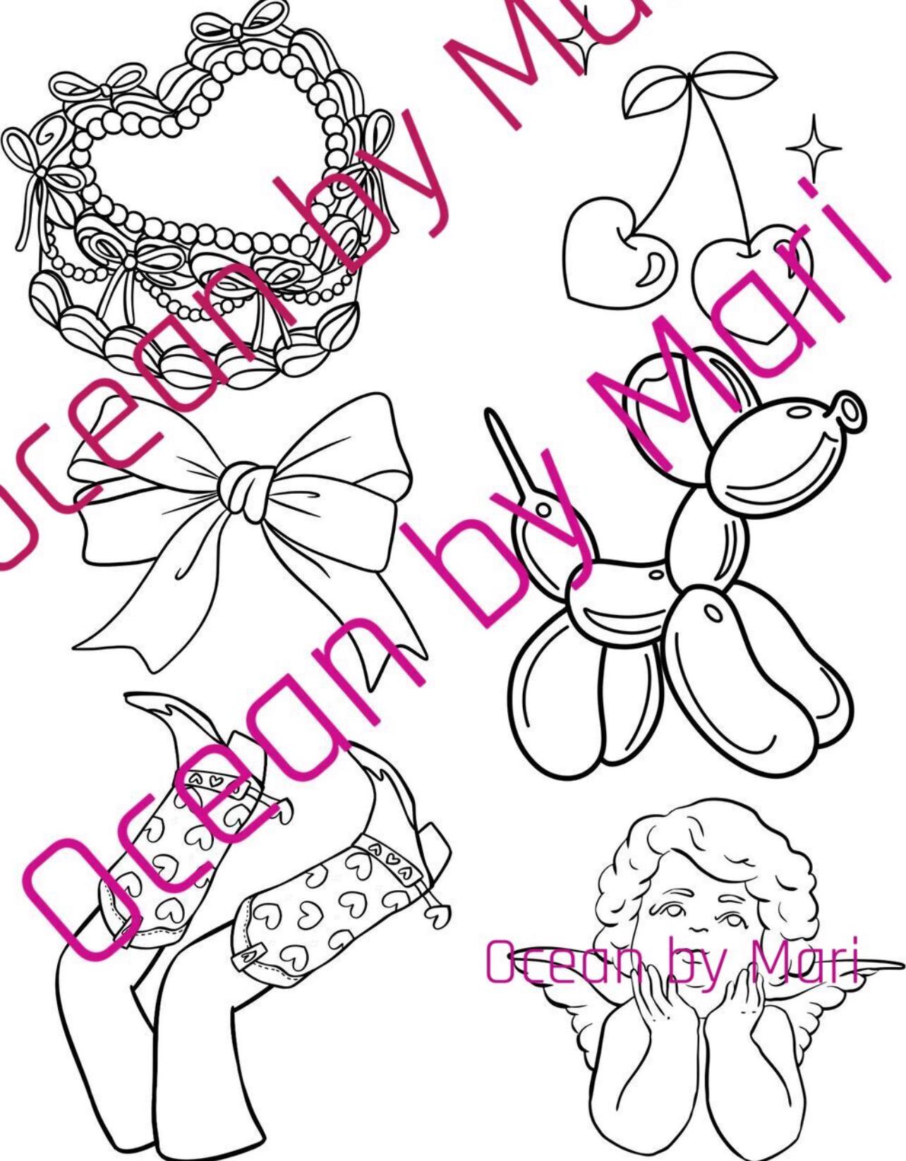 Coquette Color Page for Digital Download - Etsy