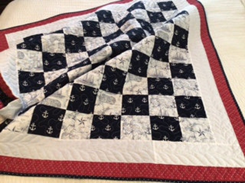 Anchors Away Nautical Themed Quilt, Sailboat Quilt, Blue Quilt - Etsy