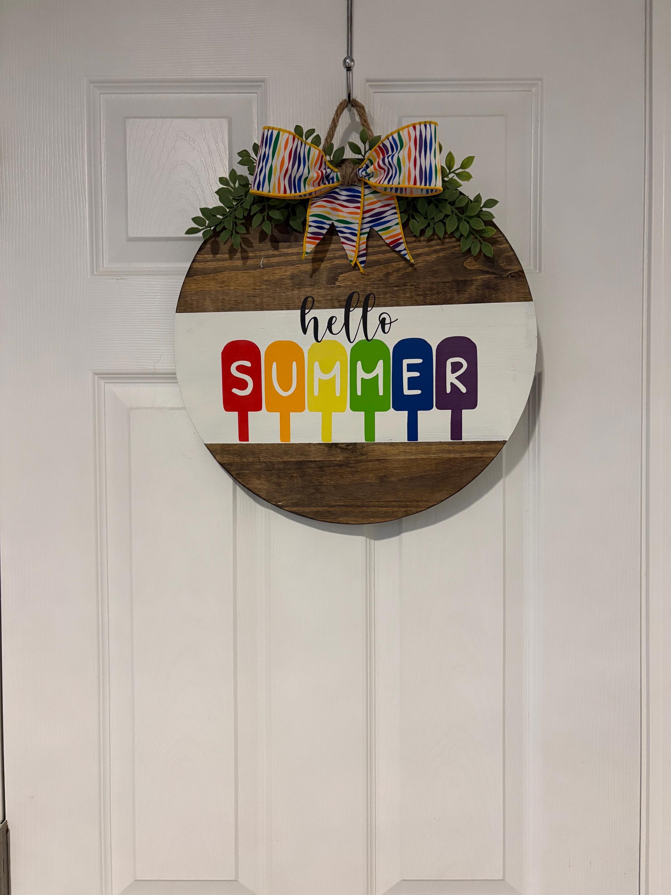 Summer Welcome Sign Summer Door Hanger Popsicle Welcome Sign Hello ...