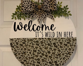 Leopard Welcome Round Door Hanger - Etsy