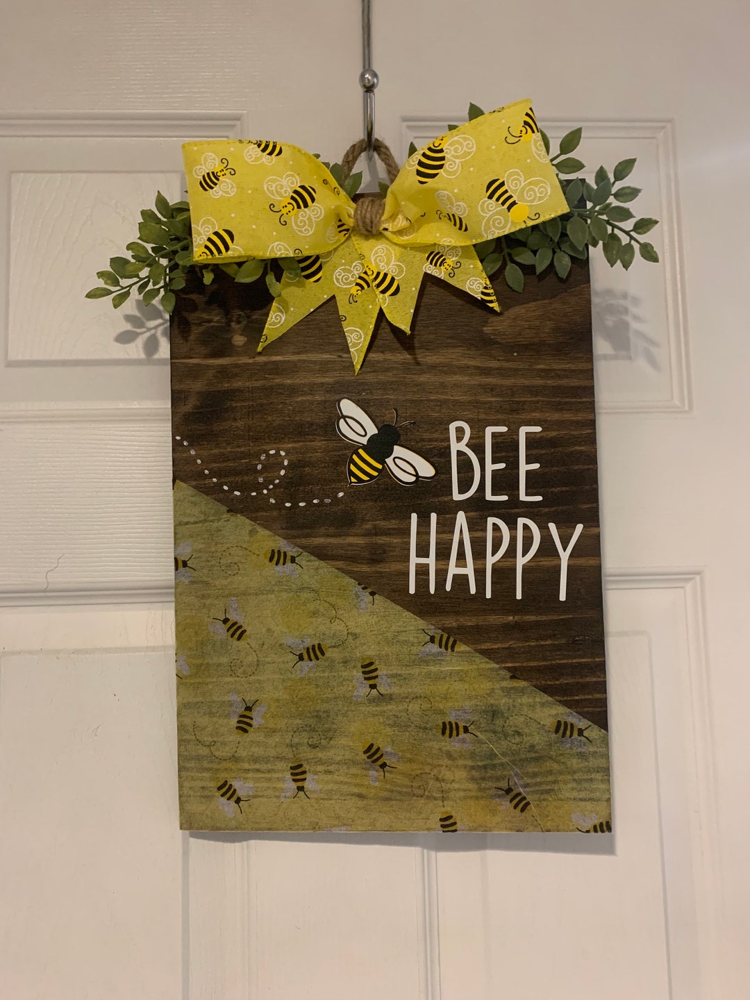 Bee Happy Door Hanger Summer Door Decor Bee Sign Front Door Decor Door ...