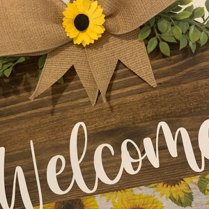 Sunflower Sign Welcome Door Hanger Front Door Wreath Flower Sign ...