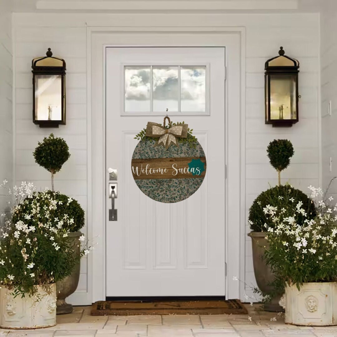 Welcome Succas Door Sign Succulent Theme Door Decor Plant Lady Welcome ...