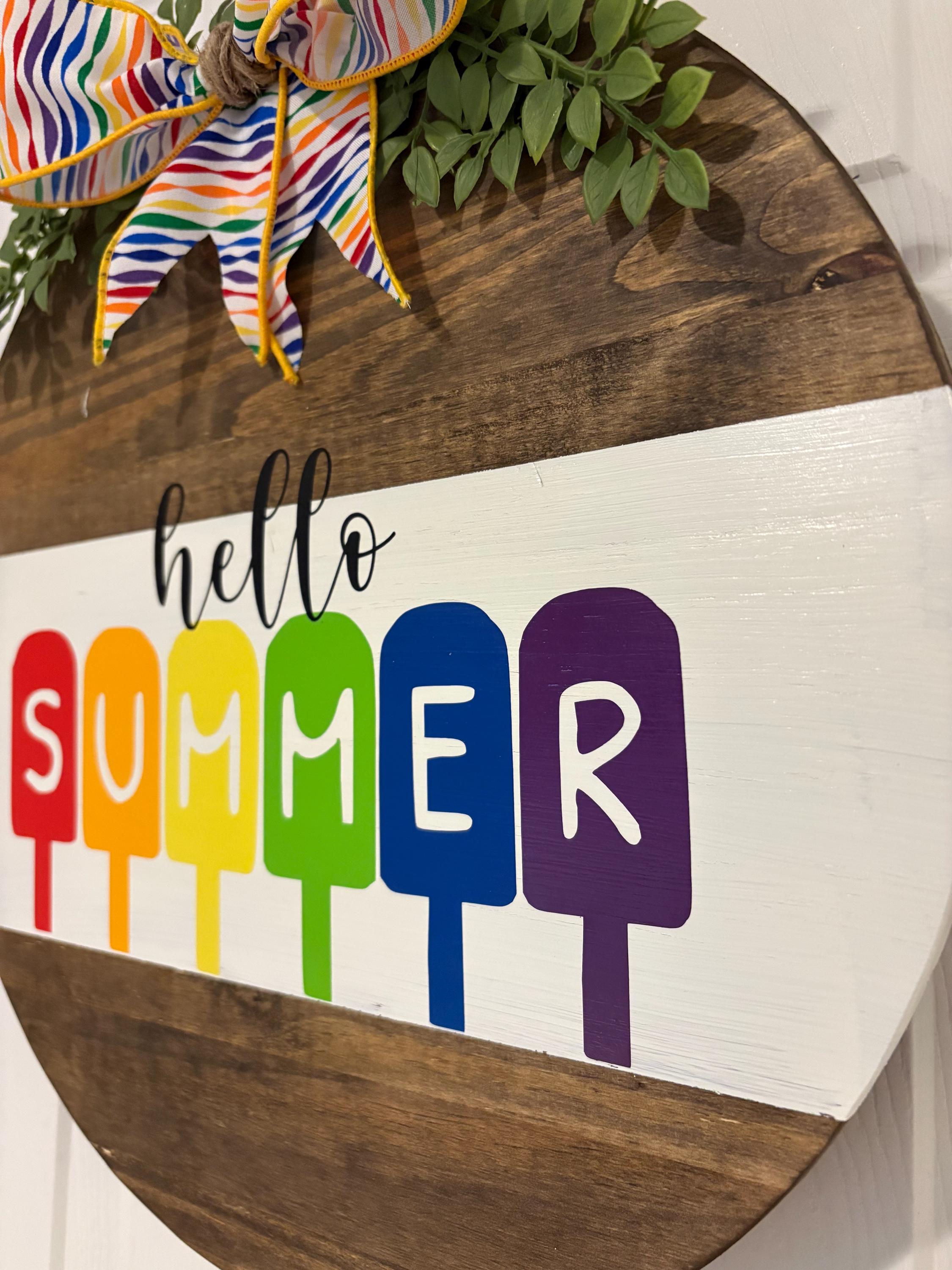 Summer Welcome Sign Summer Door Hanger Popsicle Welcome Sign Hello ...