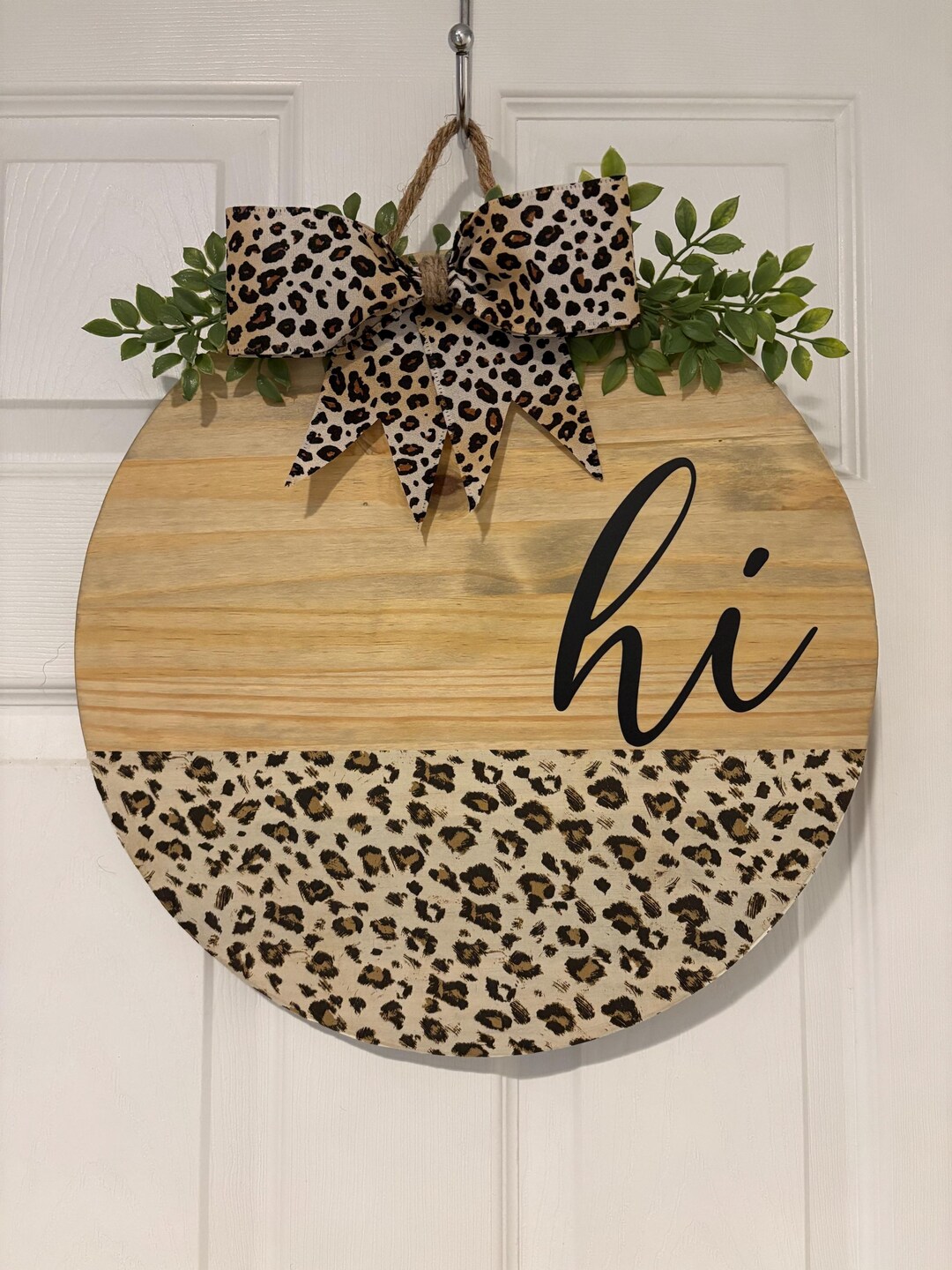 Welcome Sign Door Hanger Round Door Sign Leopard Print Welcome Sign ...