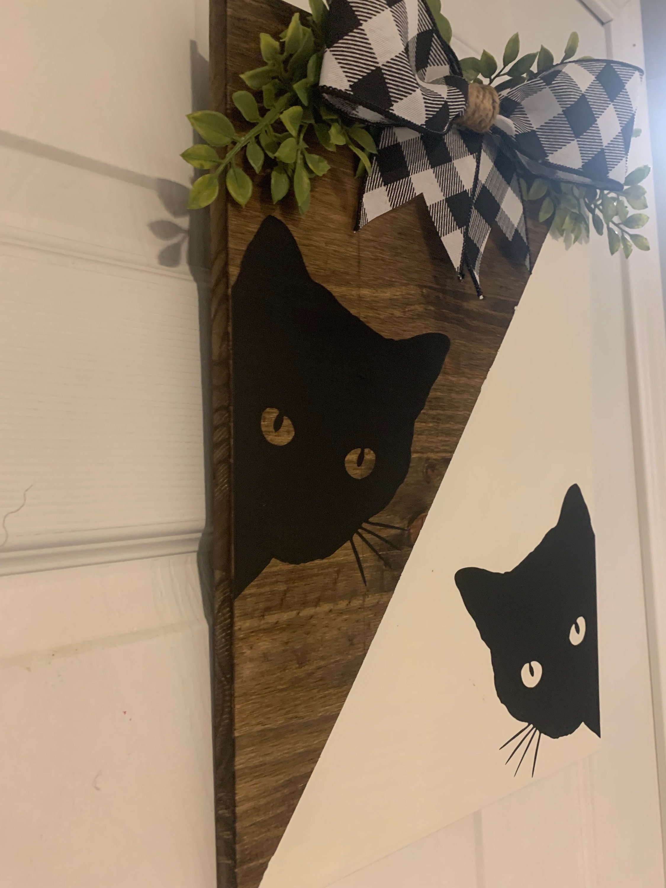 Welcome Sign Cat Sign Cat Door Hanger Crazy Cat Lady Sign Cat Mom Decor ...