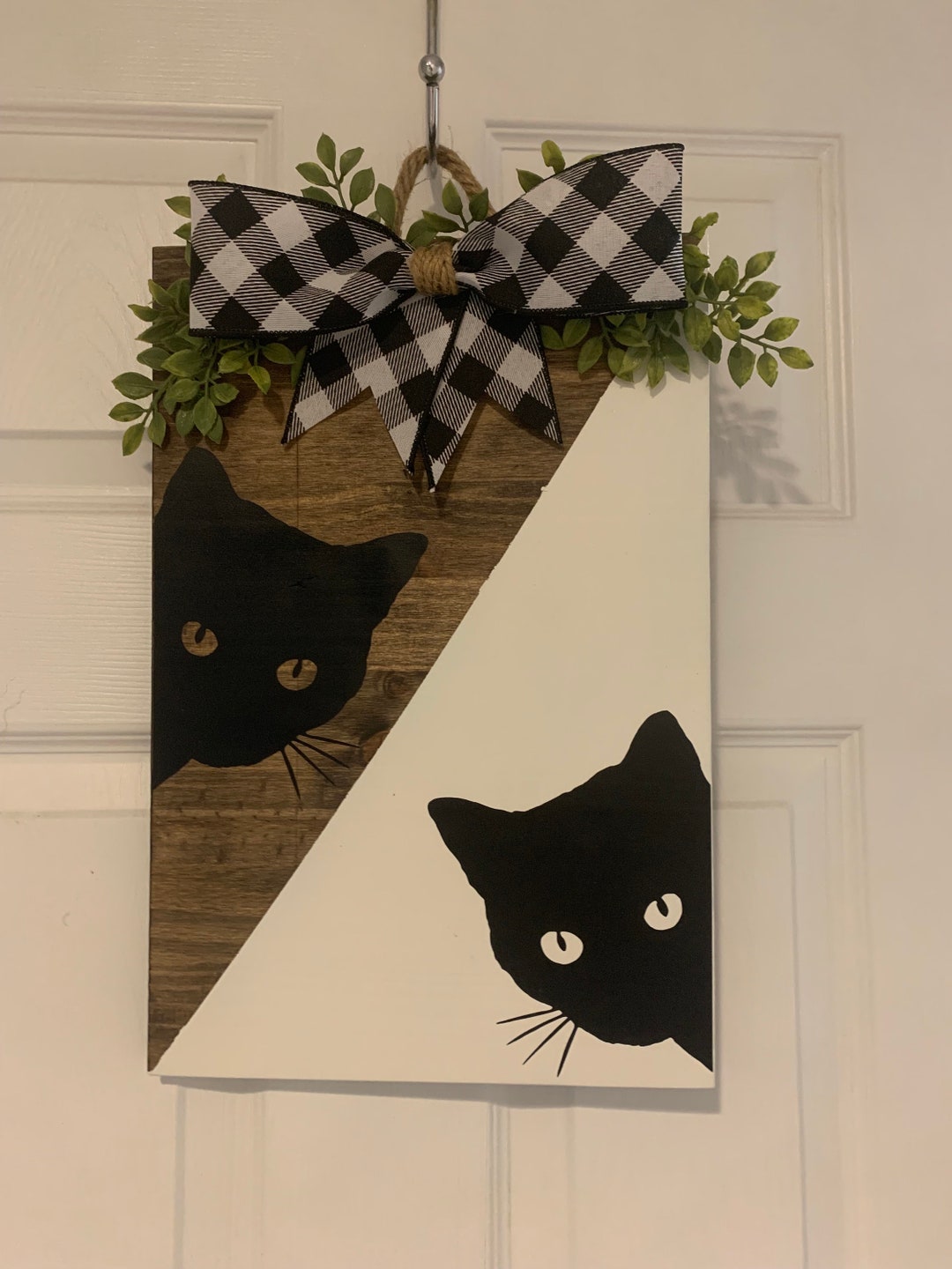Welcome Sign Cat Sign Cat Door Hanger Crazy Cat Lady Sign Cat Mom Decor ...