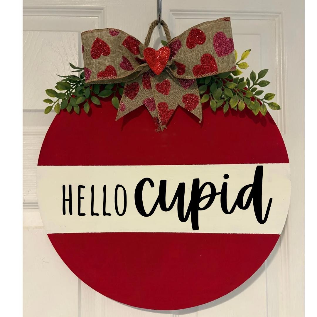 Valentine Door Hanger Front Door Sign Valentine Decor Cupid Sign ...