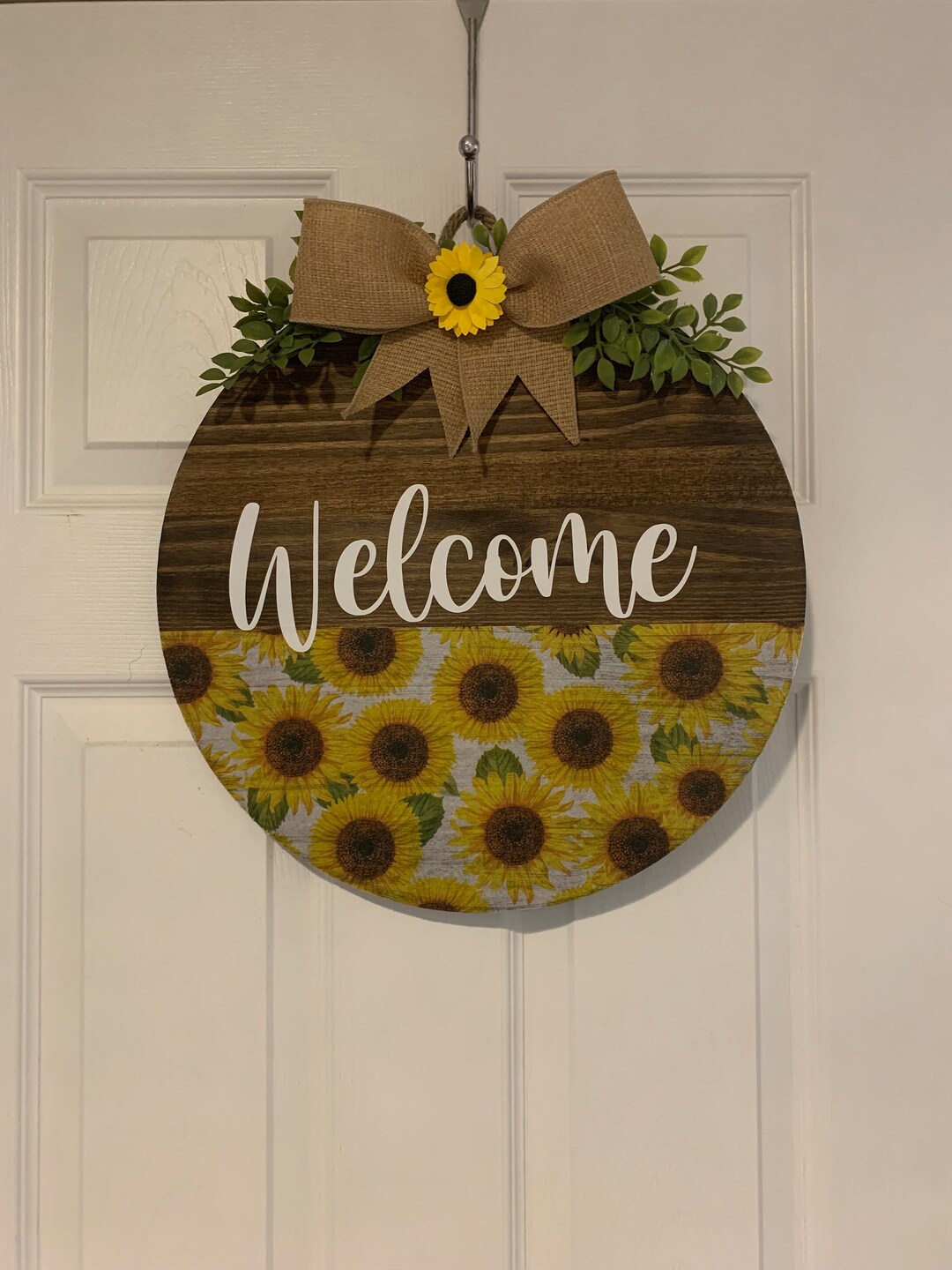 Sunflower Sign Welcome Door Hanger Front Door Wreath Flower Sign ...