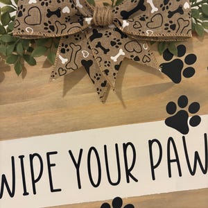 Door Hanger Dog Door Sign Wipe Your Paws Sign Welcome Sign Round Wooden ...