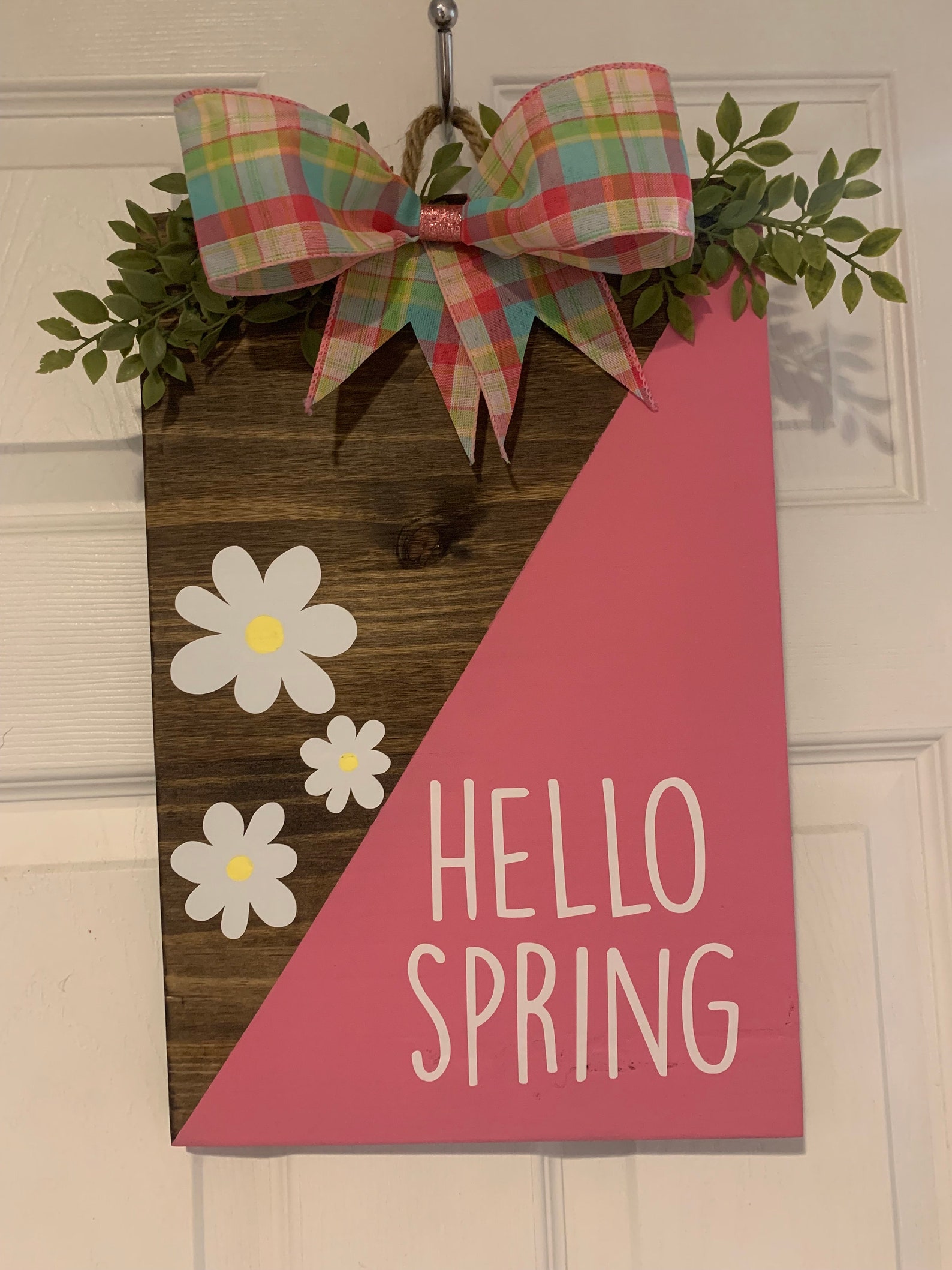Spring Door Hanger Flower Sign Decor Hello Spring Sign Front Door ...
