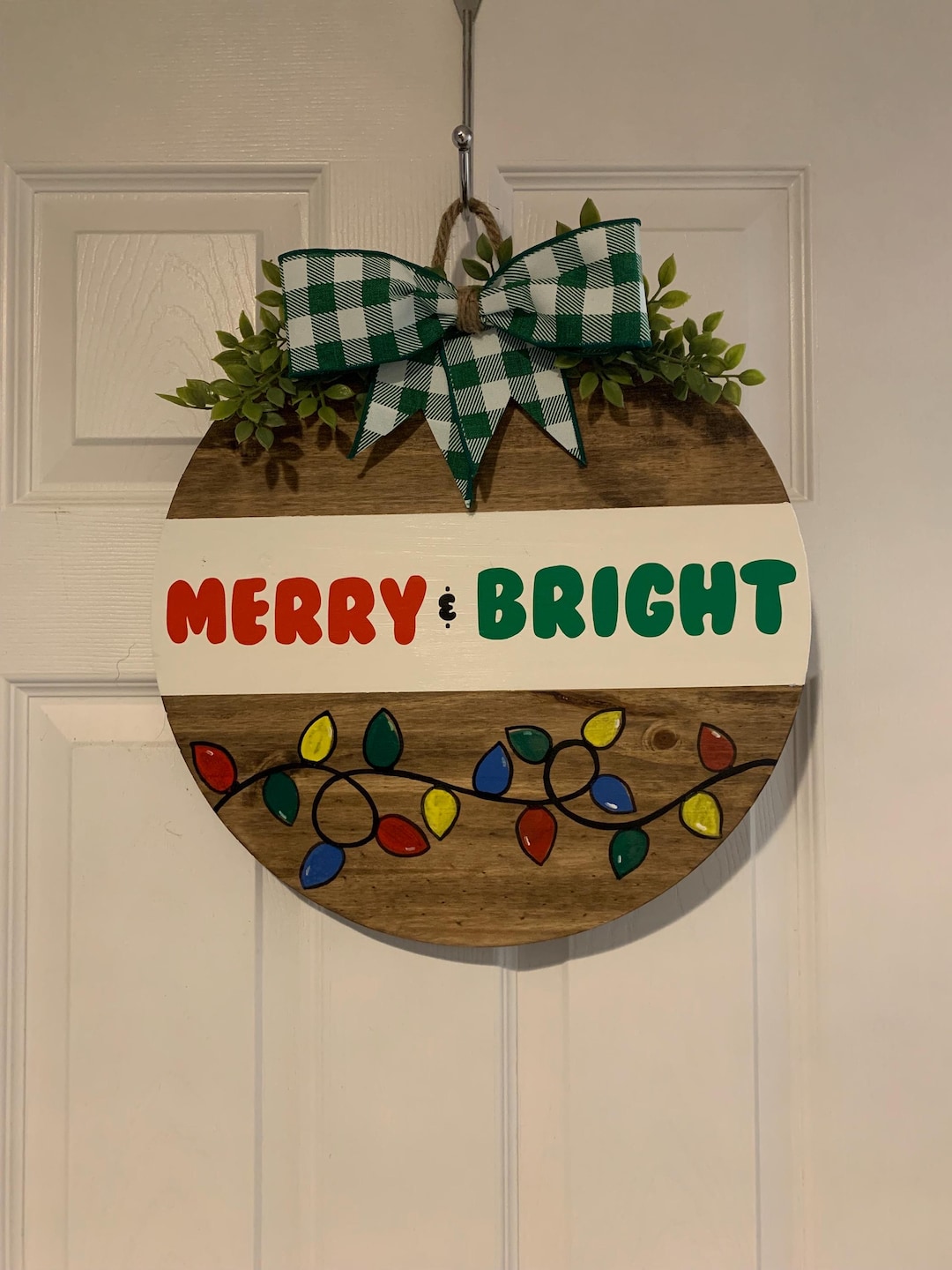 Merry and Bright Door Hanger Christmas Sign Holiday Door Hanger ...