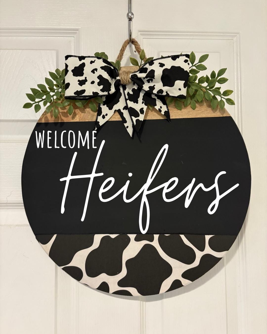 Cow Sign Door Hanger Welcome Sign Cow Theme Sign Cow Print Sign ...