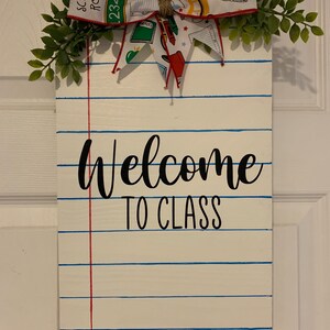 Teacher Gift Welcome Sign for Classroom Door Hanger Welcome to Class ...