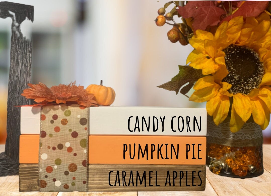 Book Stack | Fall Decor | Fall Book Stack | Home Decor | Wooden Book ...