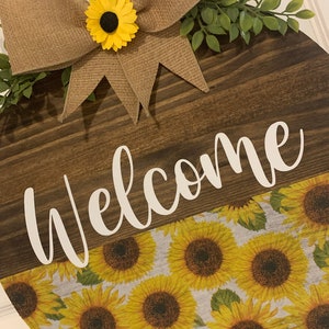 Sunflower Sign Welcome Door Hanger Front Door Wreath Flower Sign ...
