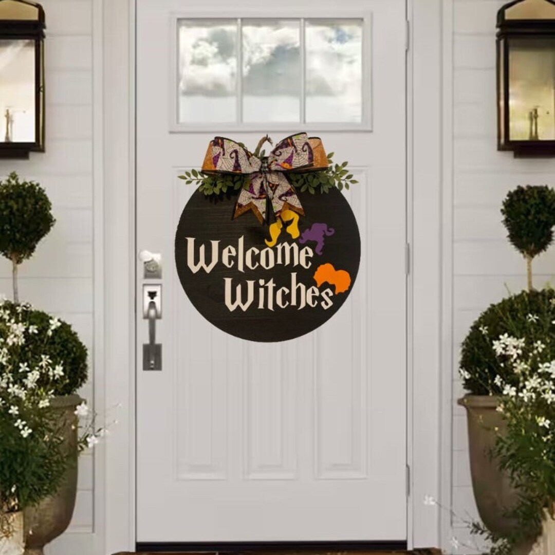 Witches Sign Welcome Witches Hocus Pocus Sign Halloween Door Hanger ...
