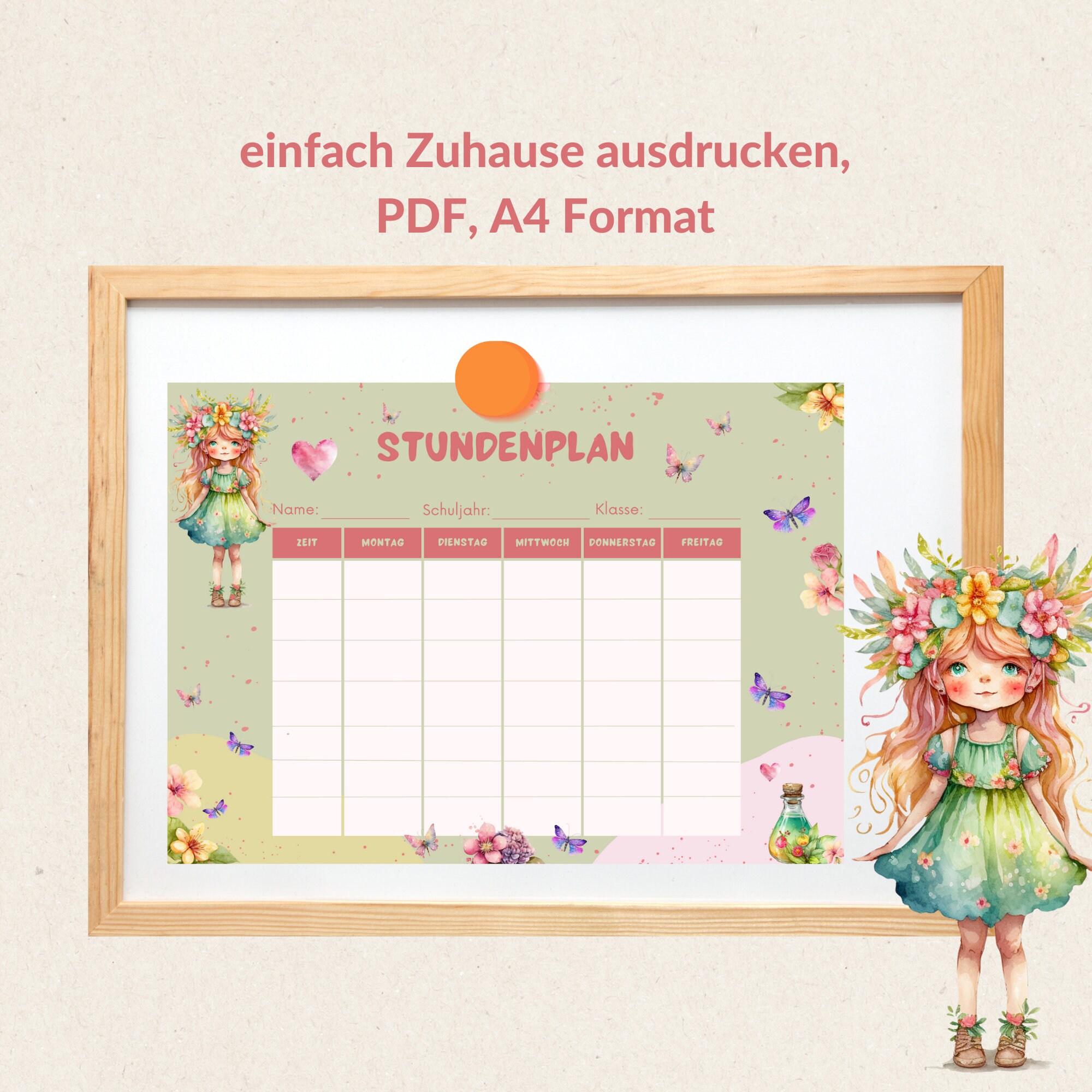 Fairy Timetable - Digital to Print Out Directly - Girls Timetable ...