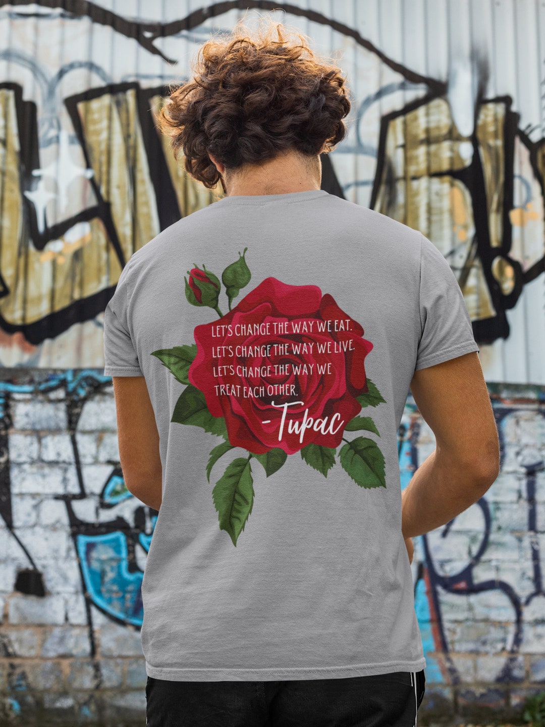 Tupac Shirt Tupac With Rose Tupac Tshirt Tupac Clothing Tupac Quote ...