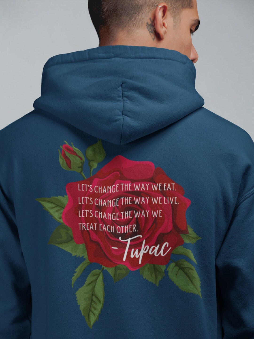 Tupac Hoodie Tupac With Rose Tupac Shirt Tupac Clothing Tupac Quote ...