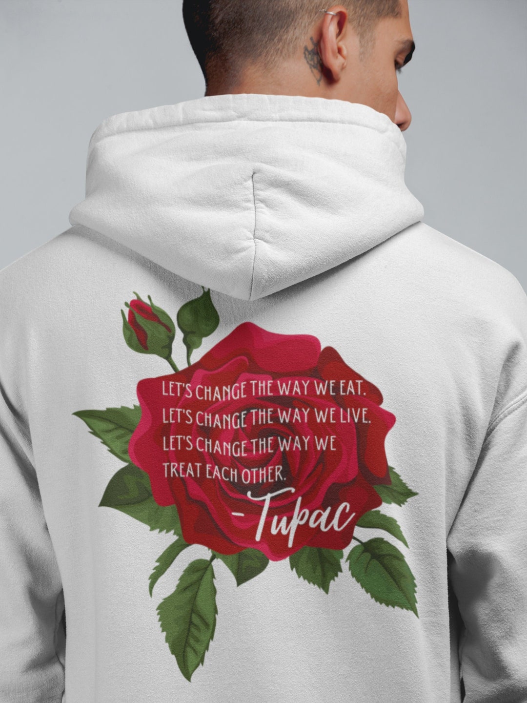 Tupac Hoodie Tupac With Rose Tupac Shirt Tupac Clothing Tupac Quote ...