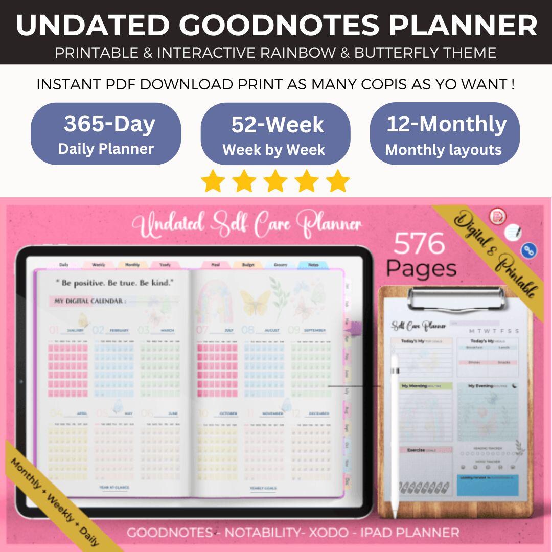 Undated Goodnotes Planner, Monthly Digital Planner, Goodnotes Template ...