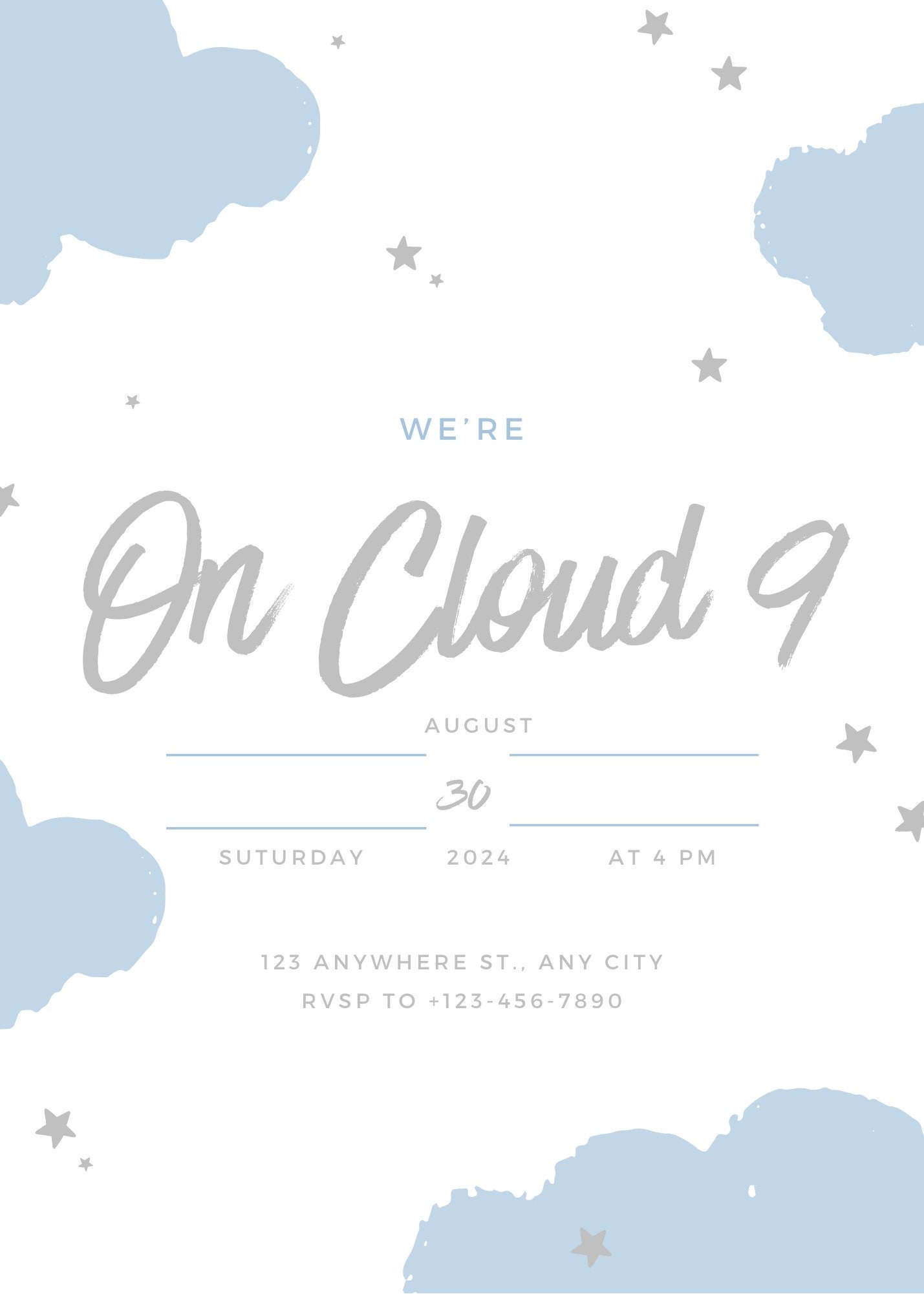 On Cloud Nine, on Cloud 9 Invitation - Etsy