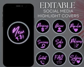 DIY Pink & Blue Neon Instagram Highlight Cover Template, Story ...