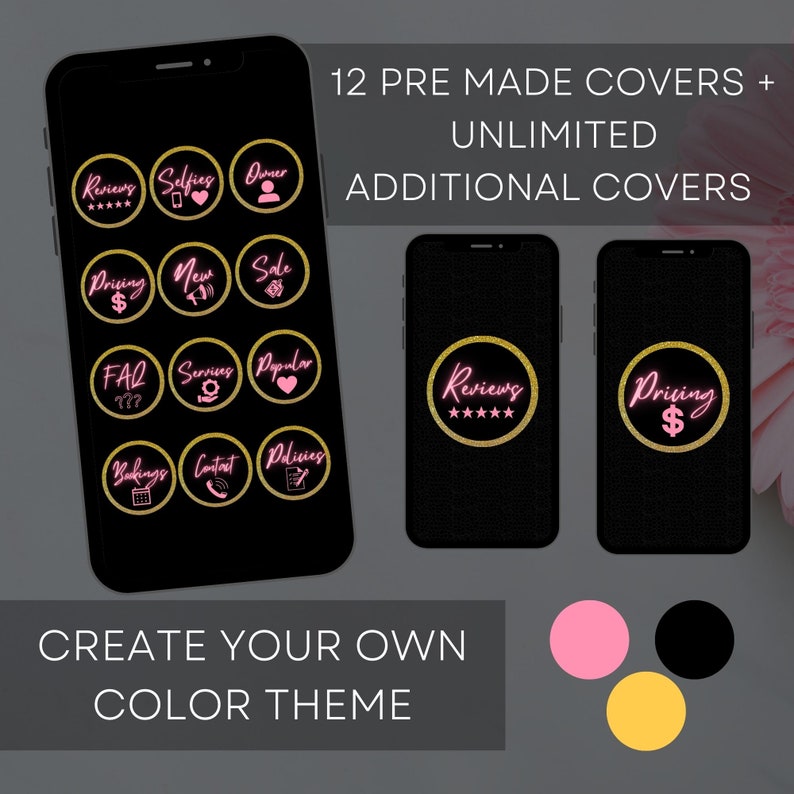 Glitter Social Media Highlight Covers Neon Highlight Covers - Etsy