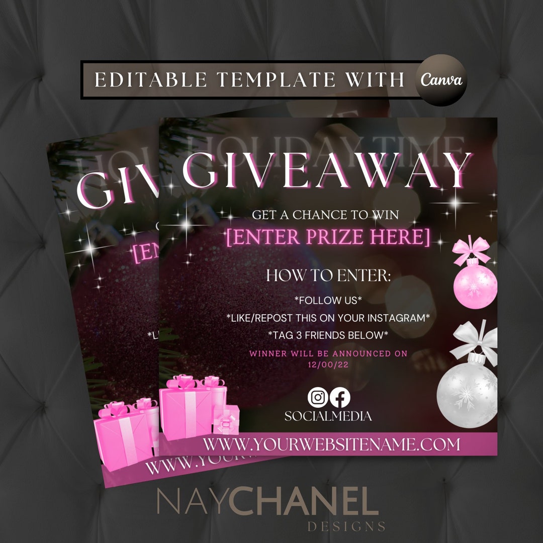 DIY Christmas Giveaway Flyer - Holiday Instagram Giveaway - Editable ...